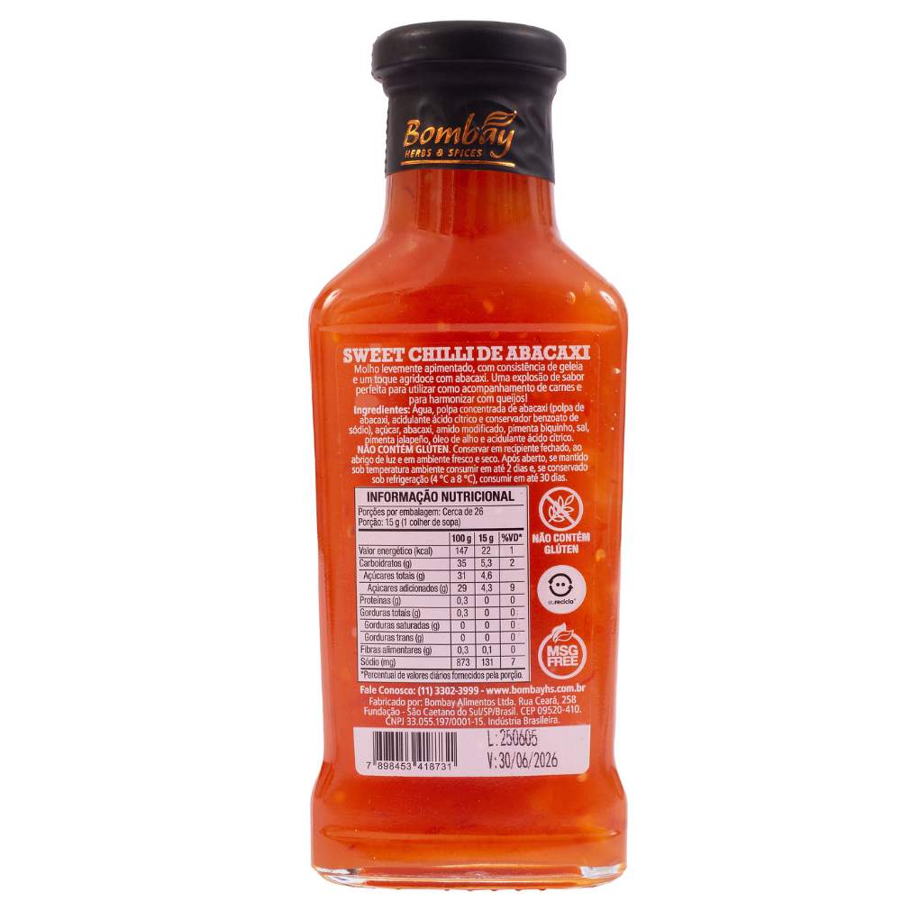 Molho Sweet Chilli com Abacaxi - Bombay Herbs & Spices